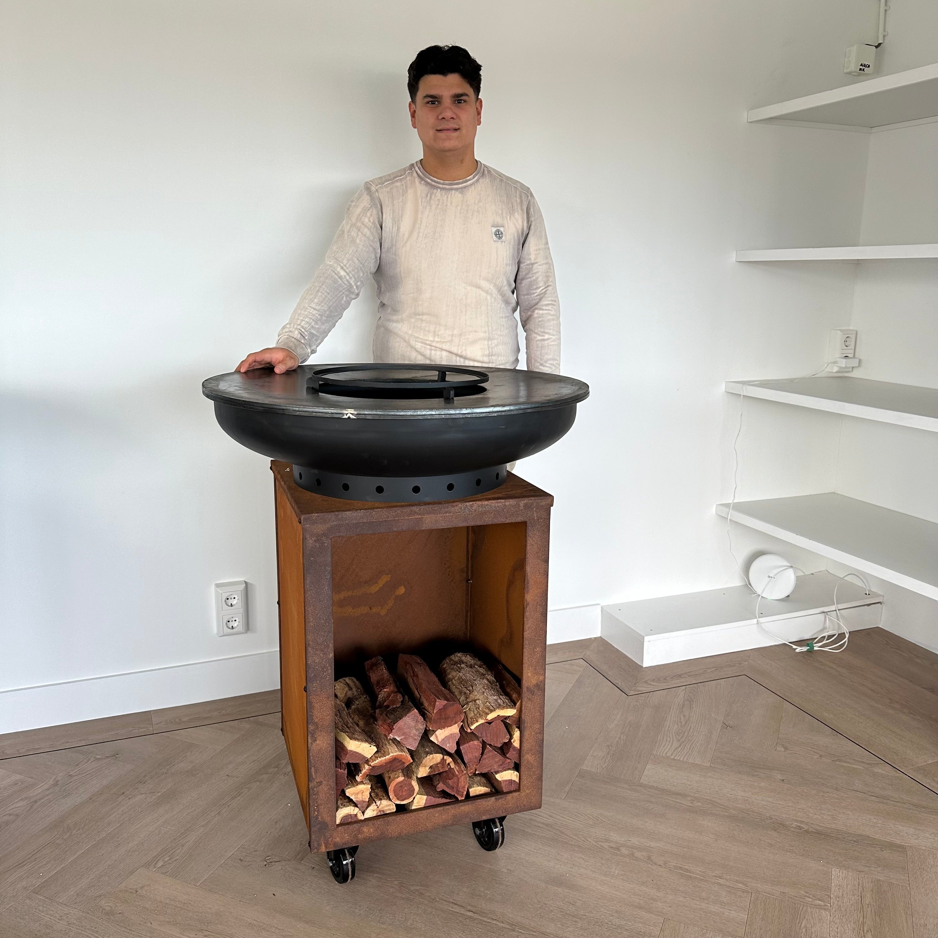 BBQ Plancha Grill Hermano XXL Blackline Cortenstaal - Met pook en hout ...