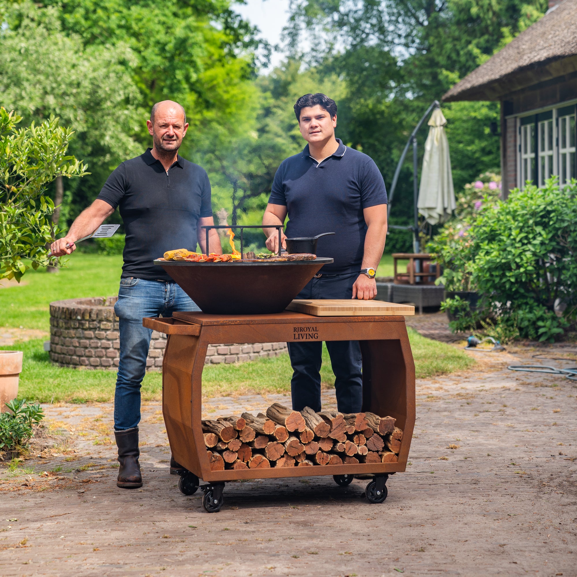 BBQ Plancha Grill Big Jack Cortenstaal 3.0 - Met pook en houtopslag ...